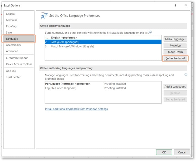 Como alterar a língua do Excel - MBi - Excelerate Your Business